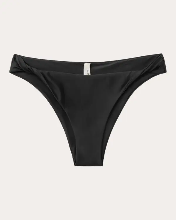 SEAQUELLE SWIM Twisted Mid-rise Bikini Bottoms - Black
