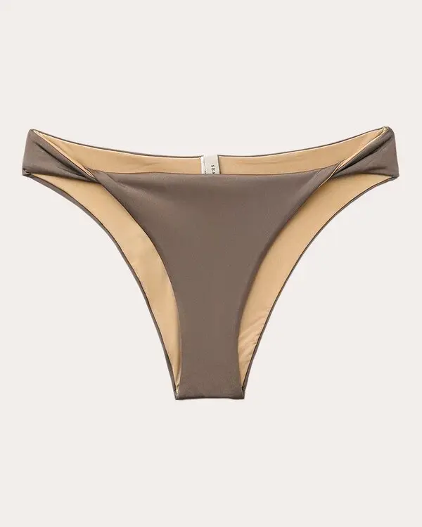SEAQUELLE SWIM Twisted Mid-rise Bikini Bottoms - Brown