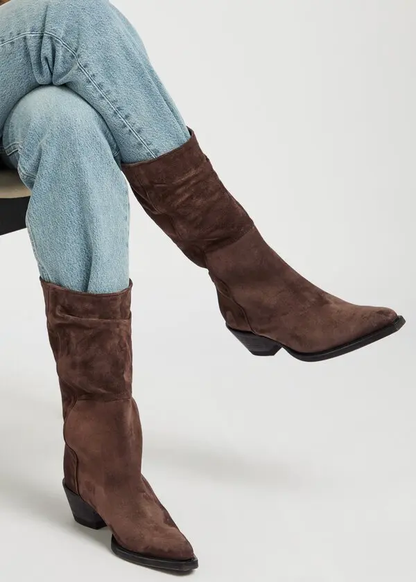 Khaite Clive 35 Draped Suede Mid-calf Boots