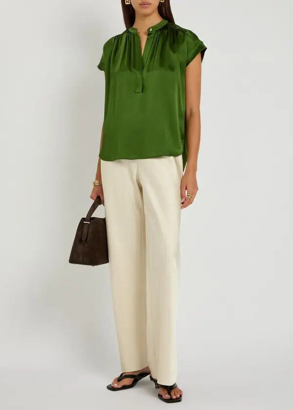 Vince Gathered Silk Blouse