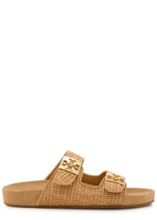 Tory Burch Mellow Raffia Sliders - Camel