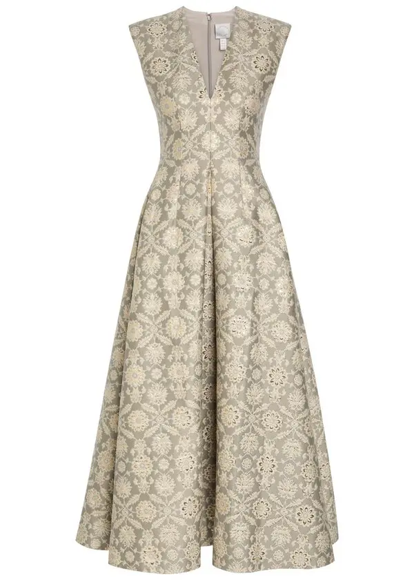 Huishan Zhang Kyle Floral-jacquard Cotton-blend Maxi Dress - Grey