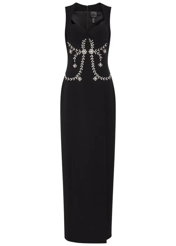 Huishan Zhang Izmara Crystal-embellished Crepe Maxi Dress - Black