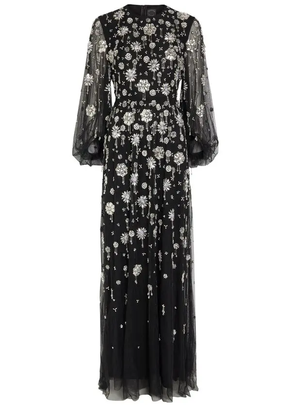 Huishan Zhang Micheline Crystal Embellished Tulle Gown - Black