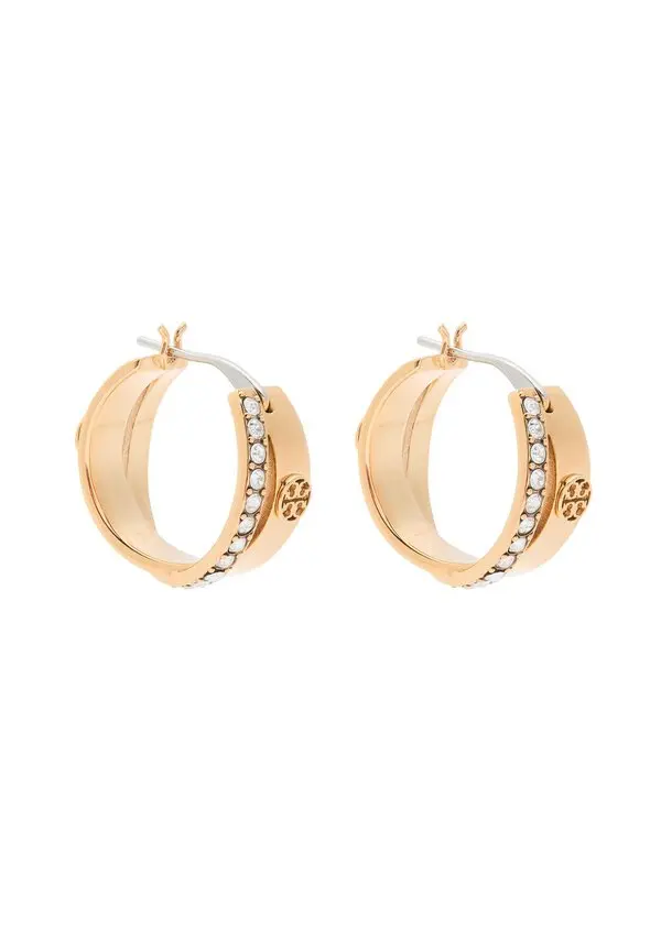 Tory Burch Icon Pavé Double-hoop Earrings - Gold
