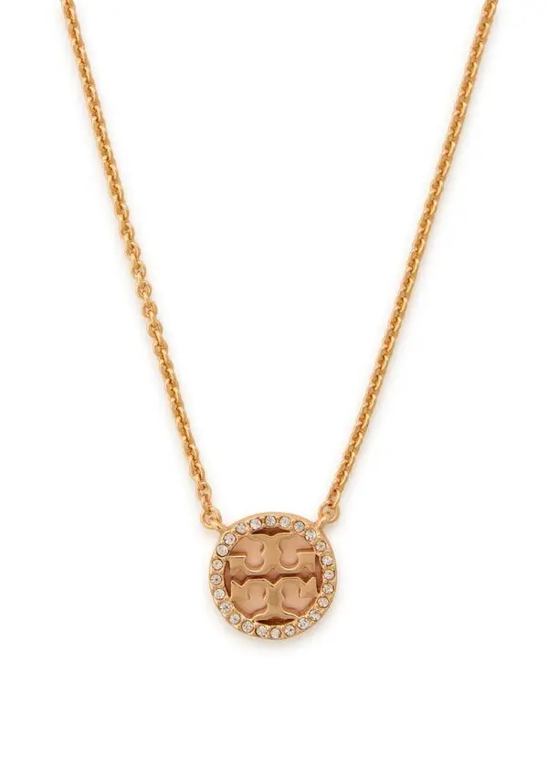 Tory Burch 18kt -plated Pave Logo Pendant Necklace - Gold