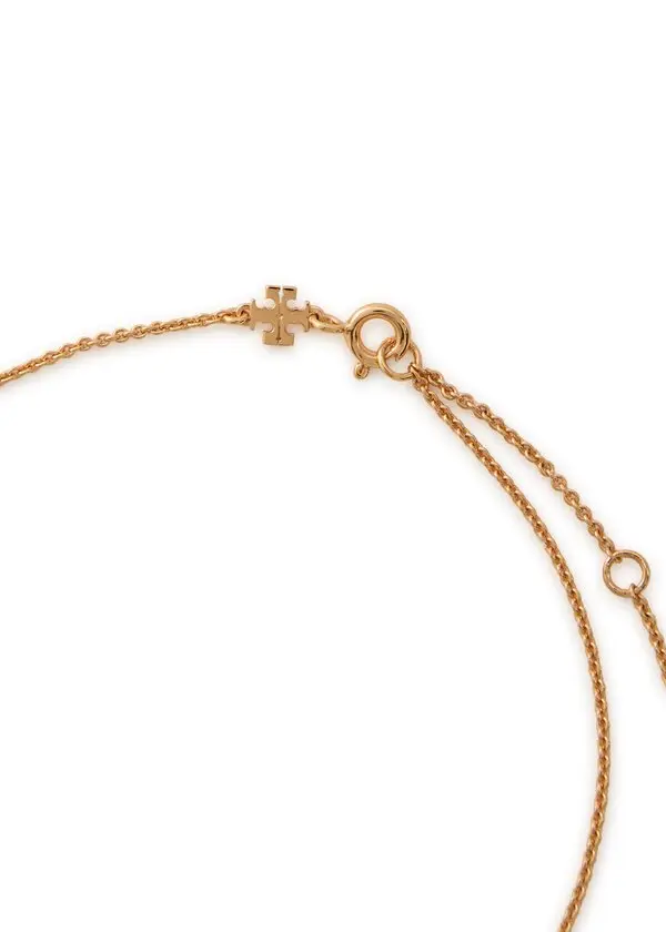 Tory Burch 18kt -plated Pave Logo Pendant Necklace