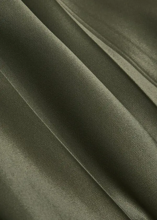 Vince Pleated Satin Midi Skirt