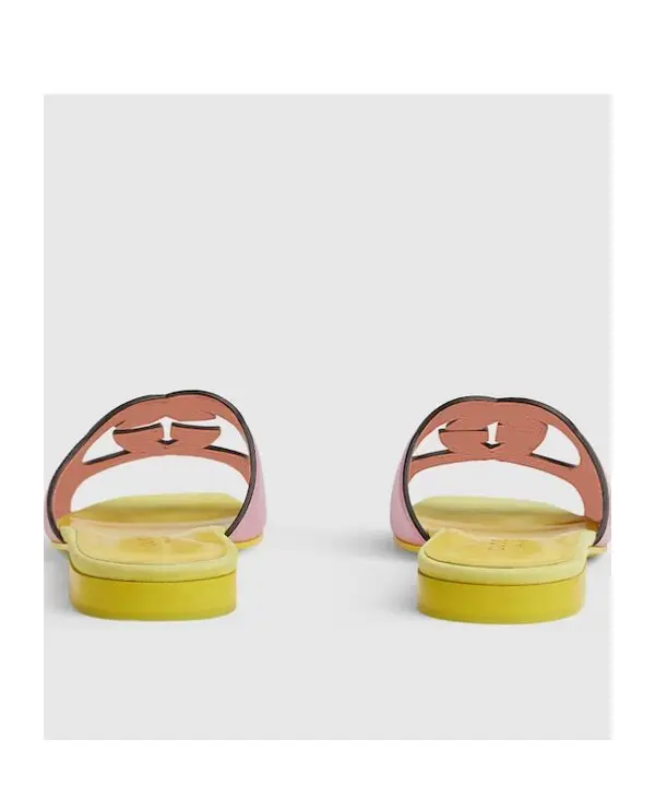 Gucci Interlocking Gg Cut-out Leather Sandals - Pink