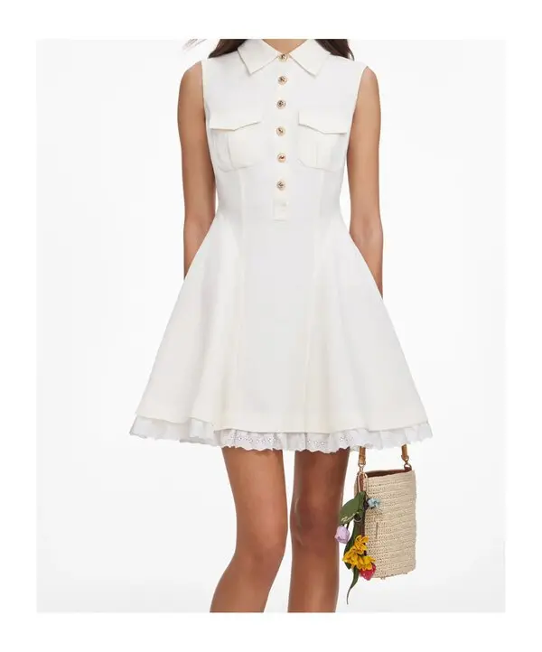 SELF-PORTRAIT Sleeveless Mini Dress With Scalloped Hem