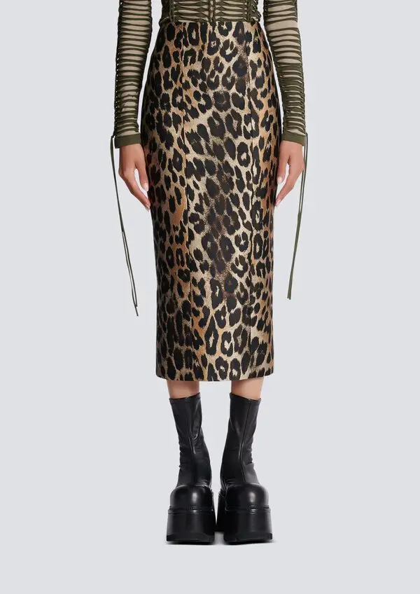 Balmain Animal-printed Midi Skirt