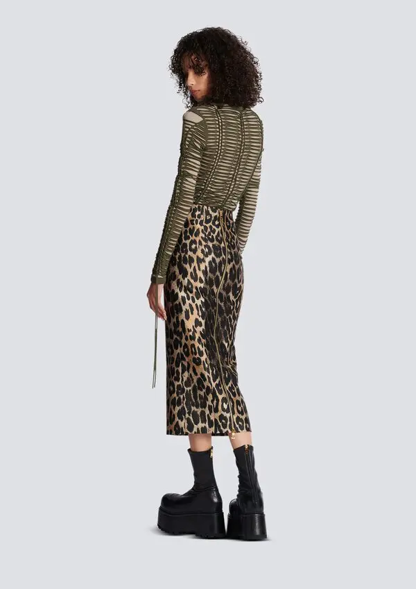 Balmain Animal-printed Midi Skirt