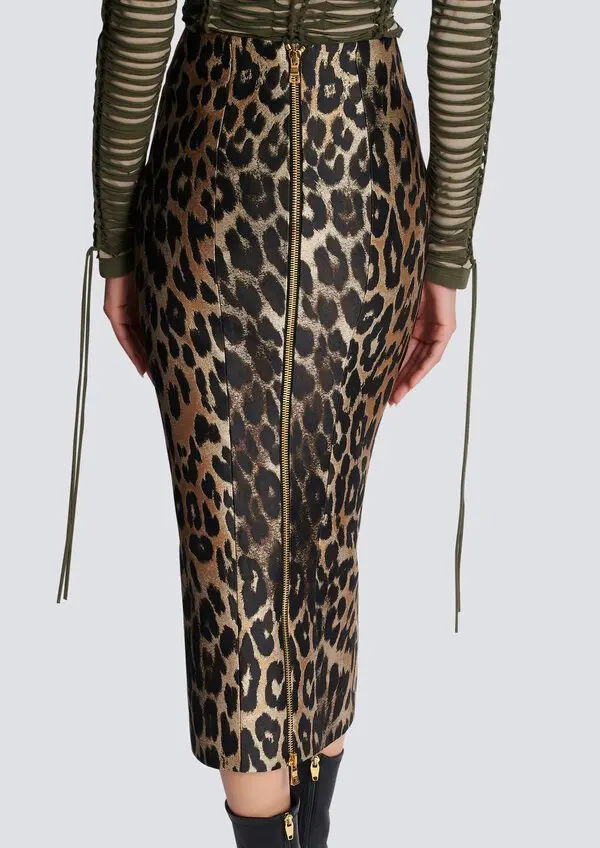 Balmain Animal-printed Midi Skirt