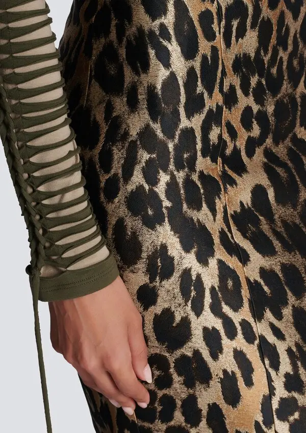 Balmain Animal-printed Midi Skirt