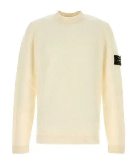Stone Island Logo Patch Crewneck Sweater - Ivory