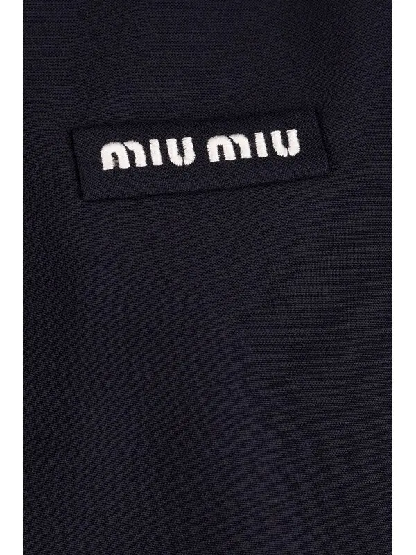 Miu Miu Zip-up Blouson Jacket With Racing Stripes - Black