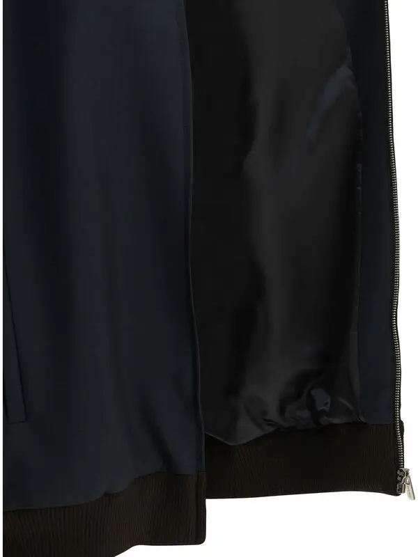 Miu Miu Zip-up Blouson Jacket With Racing Stripes - Black
