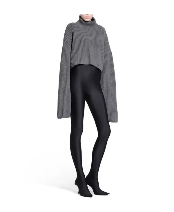 Balenciaga Cropped Sweater In Grey