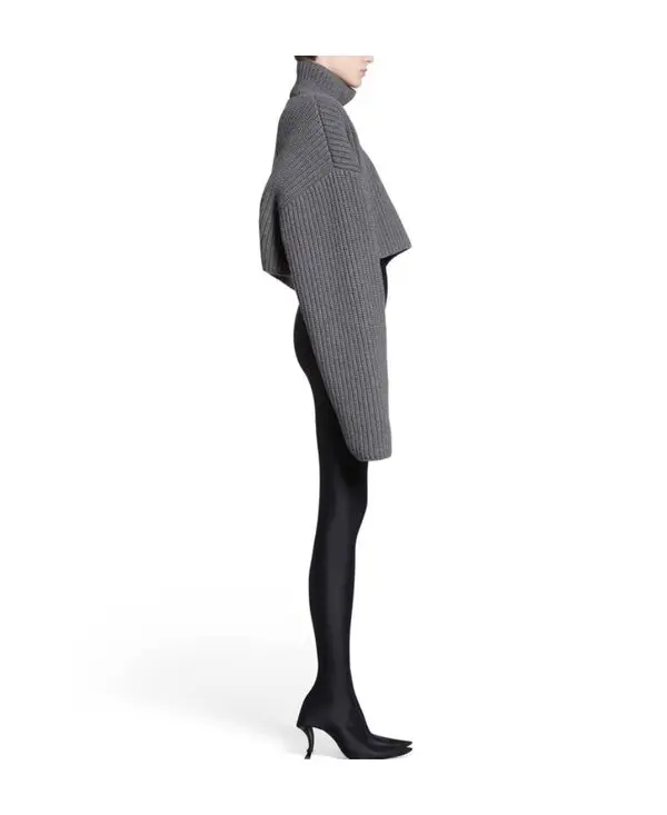 Balenciaga Cropped Sweater In Grey