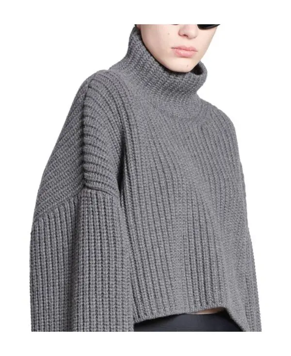 Balenciaga Cropped Sweater In Grey