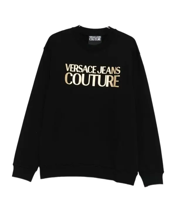 Versace Logo Printed Crewneck Sweatshirt - Black