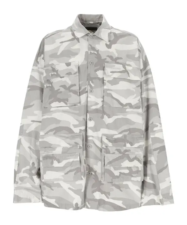 Balenciaga Camouflage Print Oversized Shirt - Gray