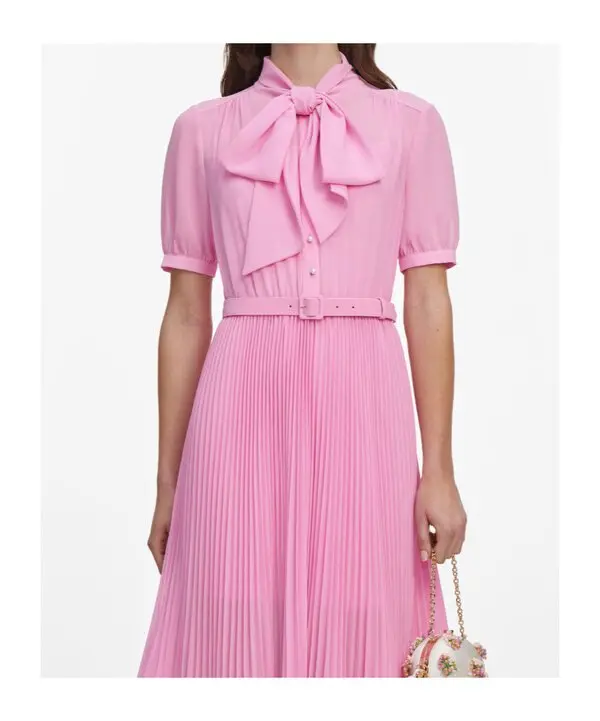 SELF-PORTRAIT Georgette Tie Neck Midi Dress