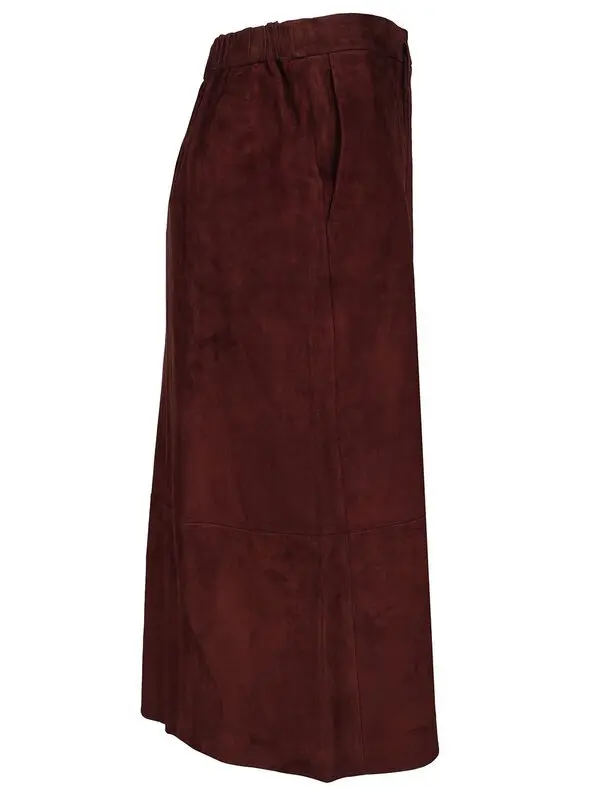 Max Mara Suede Midi Skirt - Deep Red