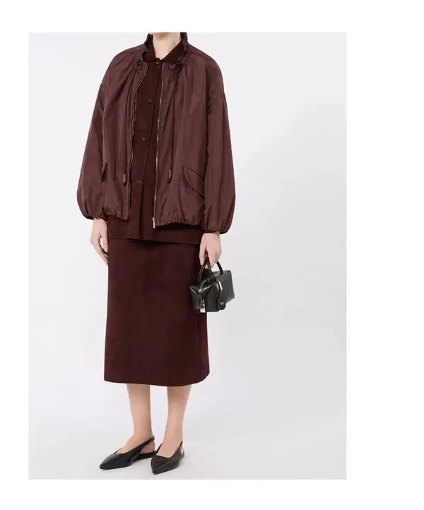 Max Mara Suede Midi Skirt - Deep Red