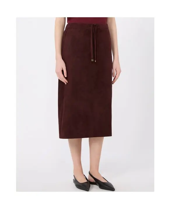 Max Mara Suede Midi Skirt - Deep Red