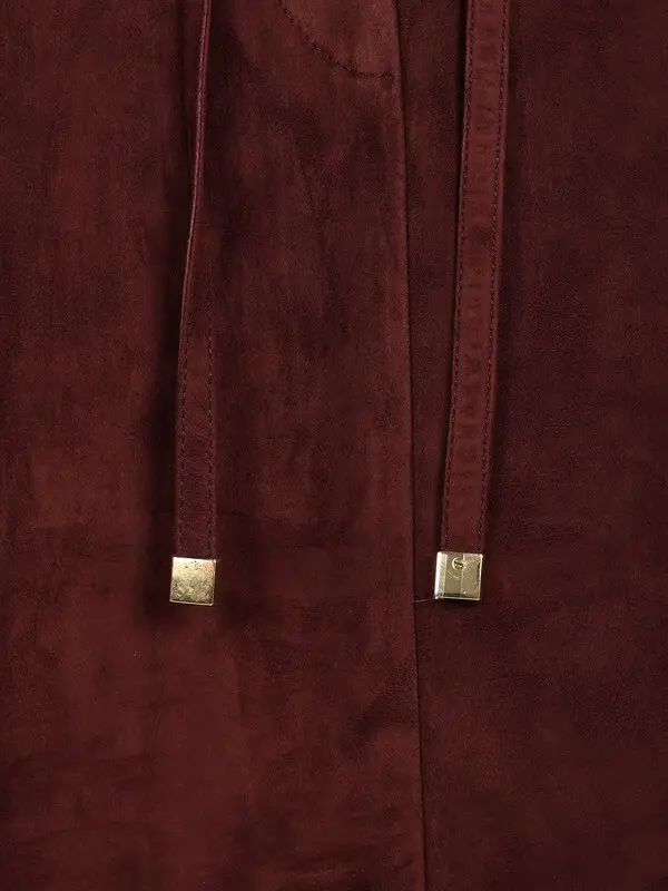 Max Mara Suede Midi Skirt - Deep Red