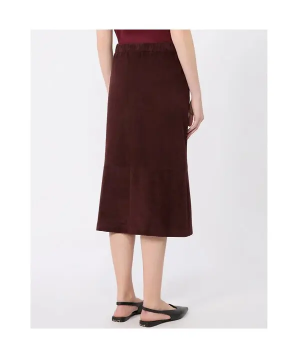 Max Mara Suede Midi Skirt - Deep Red