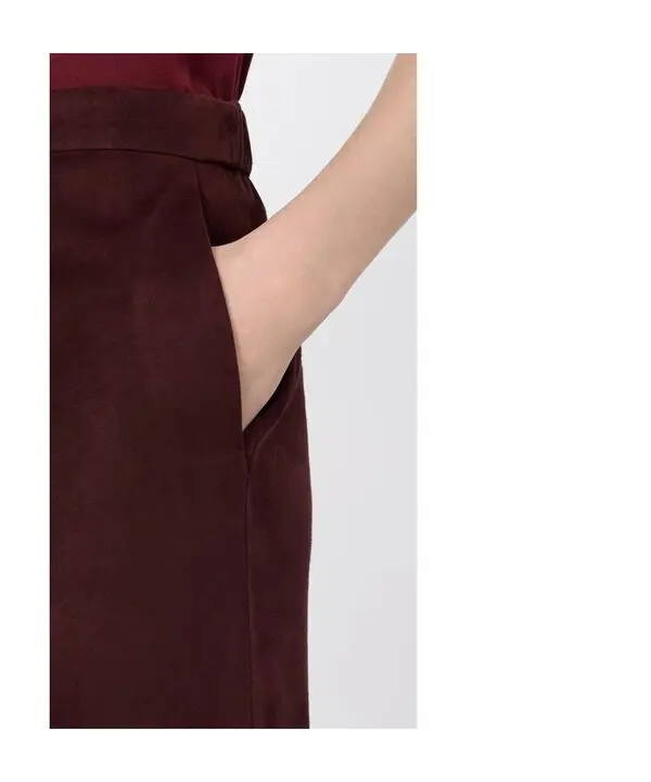 Max Mara Suede Midi Skirt - Deep Red