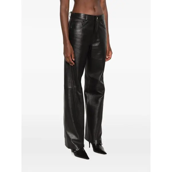 HAIKURE Leather Trousers With Belt Loops And Pocket Details