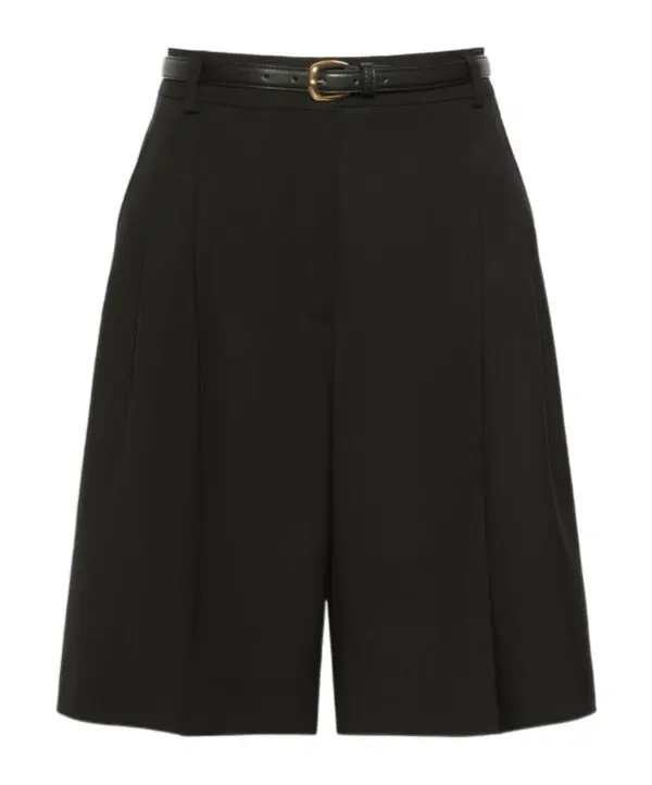 Max Mara Adorno Belted Pleated Shorts - Black