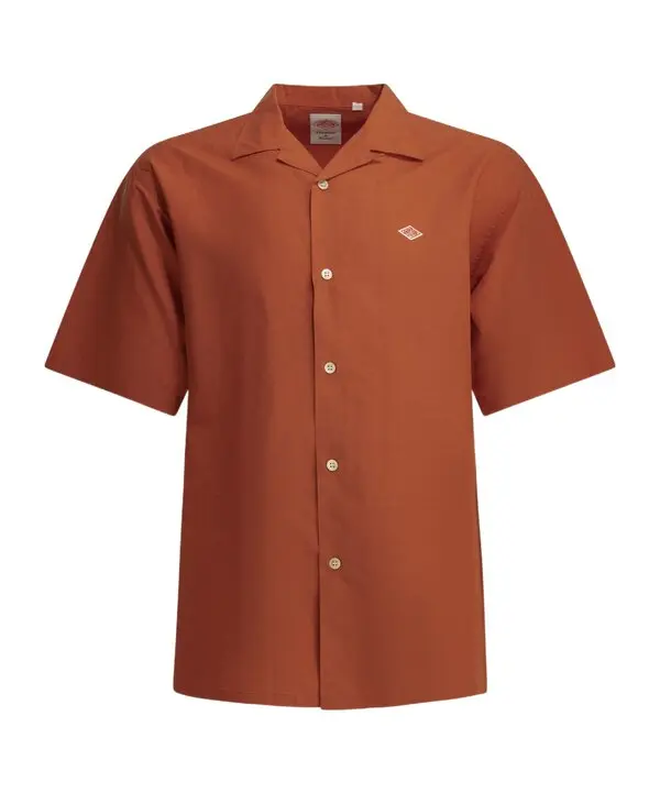 DANTON Short Sleeve Cotton Linen Shirt - Brown