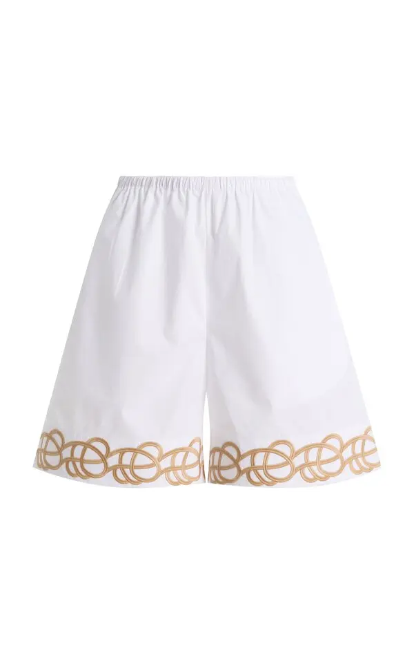 BY MALENE BIRGER Siona Embroidered Cotton Shorts - White
