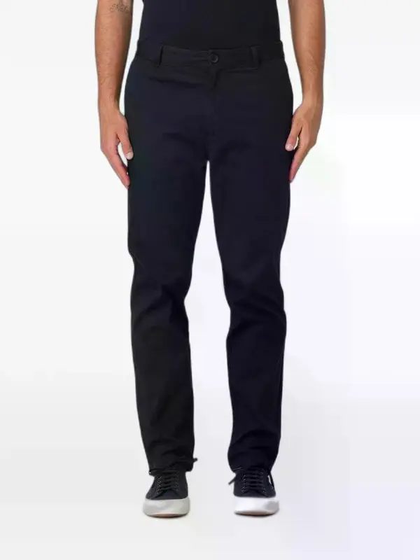 Armani Exchange Navy Twill Logo Button Straight-leg Trousers