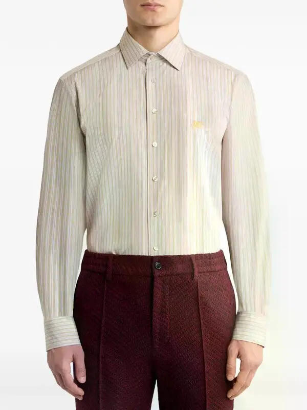 Etro Striped-pattern Logo-embroidered Shirt