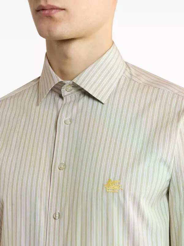 Etro Striped-pattern Logo-embroidered Shirt