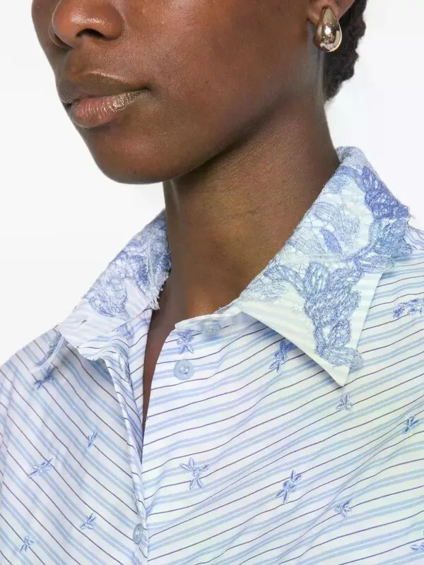 Ermanno Scervino Striped Cotton Shirt With Lace Collar