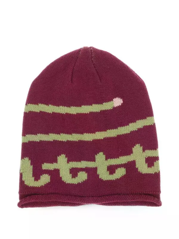 LITT' Swirl Knit Cotton Beanie - Red