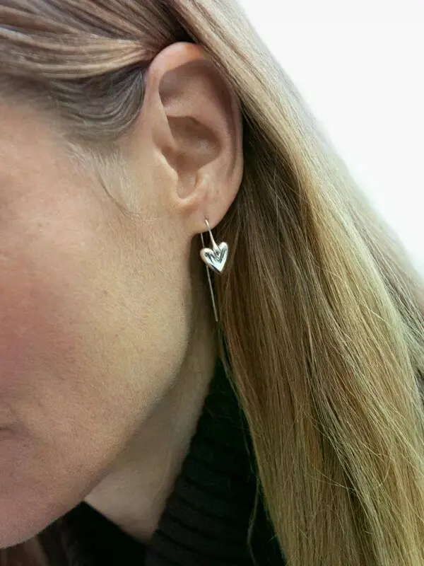 OTIUMBERG Carved Heart Hook Earrings - Silver