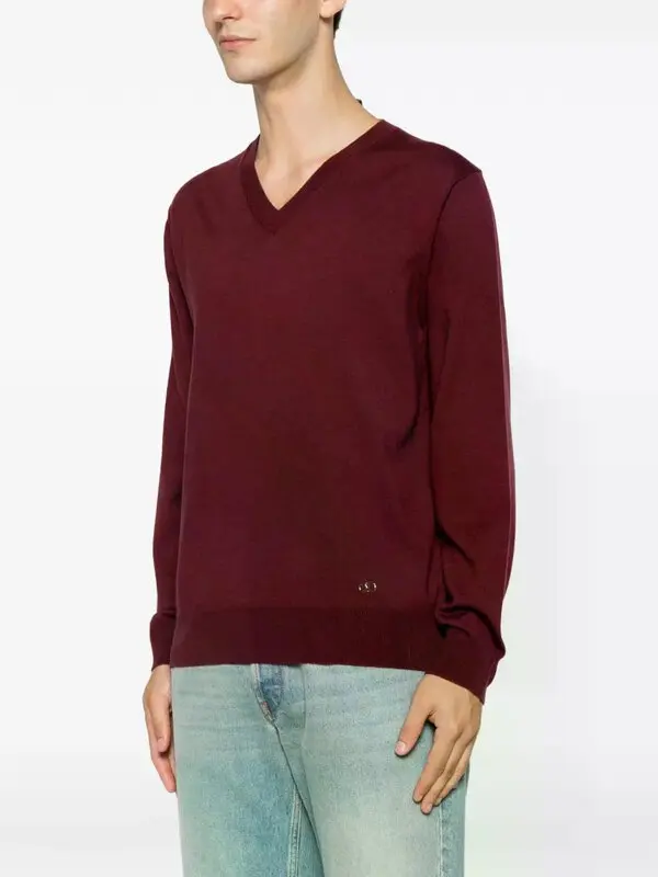 Valentino Garavani V-neck Logo Plaque Sweater