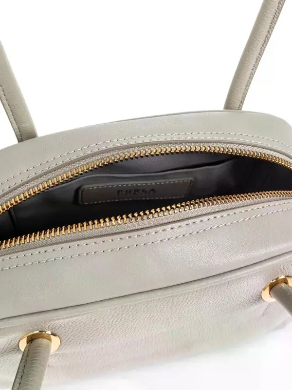 Furla Poppy Grained-leather Shoulder Bag - Grey