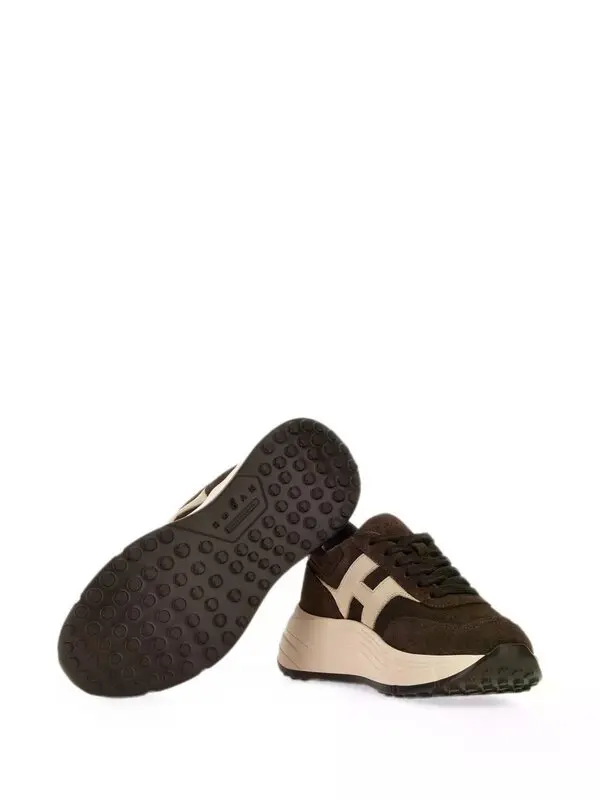 Hogan Hi-fi Suede Sneakers With Maxi Nubuck H - Brown