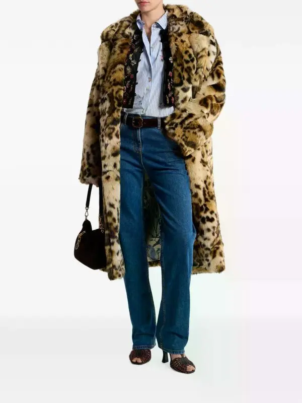 Etro Faux Fur Leopard Print Coat