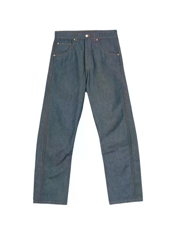 Moschino Contrast Stitching Logo Patch Jeans