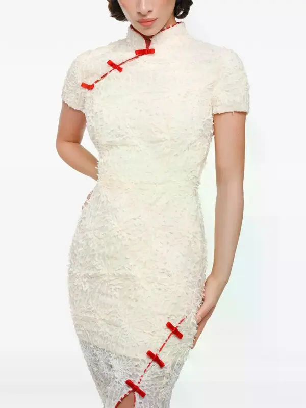 ANOUKI High-neck Midi Dress With Bow Embellishment