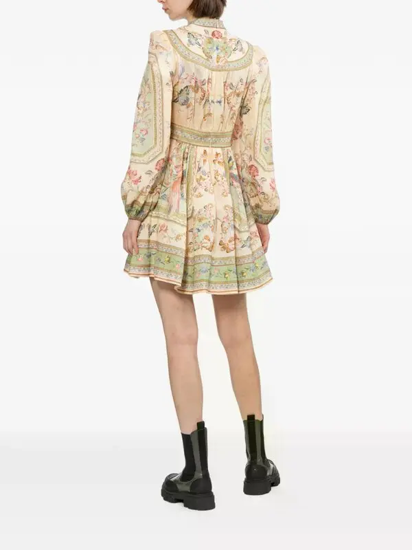 Zimmermann Beige Floral Print V-neck Dress